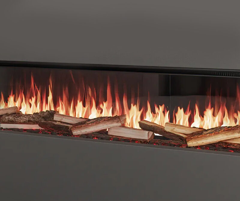 Media Wall Panoramic Electric Fire - 3 Sided | Deep Fuel Bed